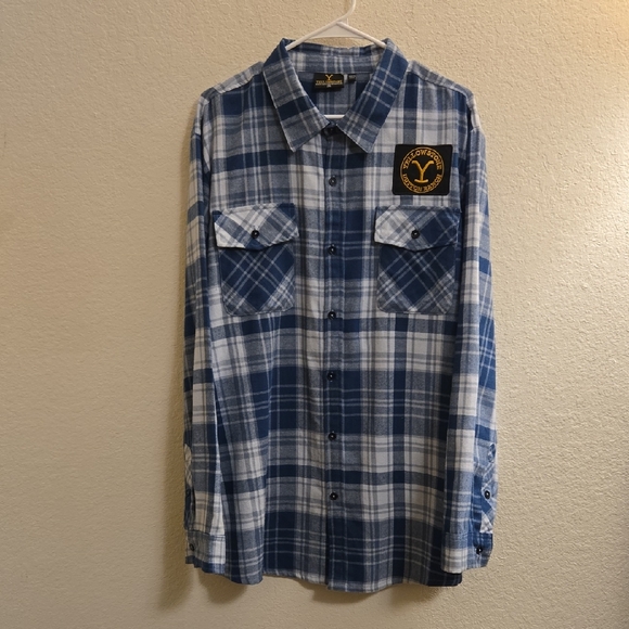 Yellowstone | Shirts | Yellowstone Dutton Ranch Plaid Flannel Blue 2xl ...